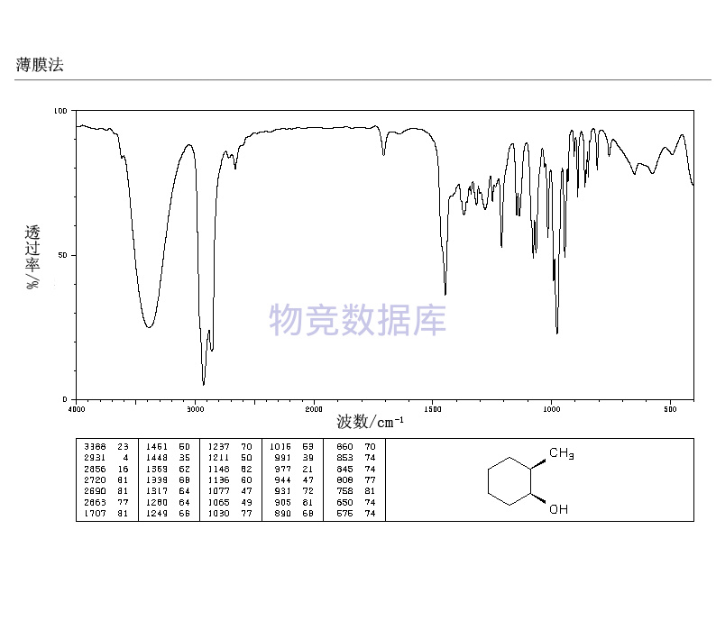 顺 2 甲基环己醇cis 2 Methylcyclohexanol7443 70 1参数,分子结构式,图谱信息 物竞化学品数据库