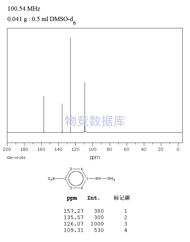 对硝基苯肼p Nitrophenylhydrazine100 16 3参数,分子结构式,图谱信息 物竞化学品数据库 专业、全面的化学