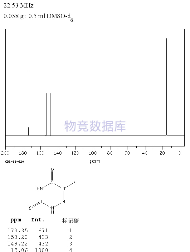 6 氮杂 2 硫代胸腺嘧啶6 Aza 2 Thiothymine615 76 9参数,分子结构式,图谱信息 物竞化学品数据库 专业
