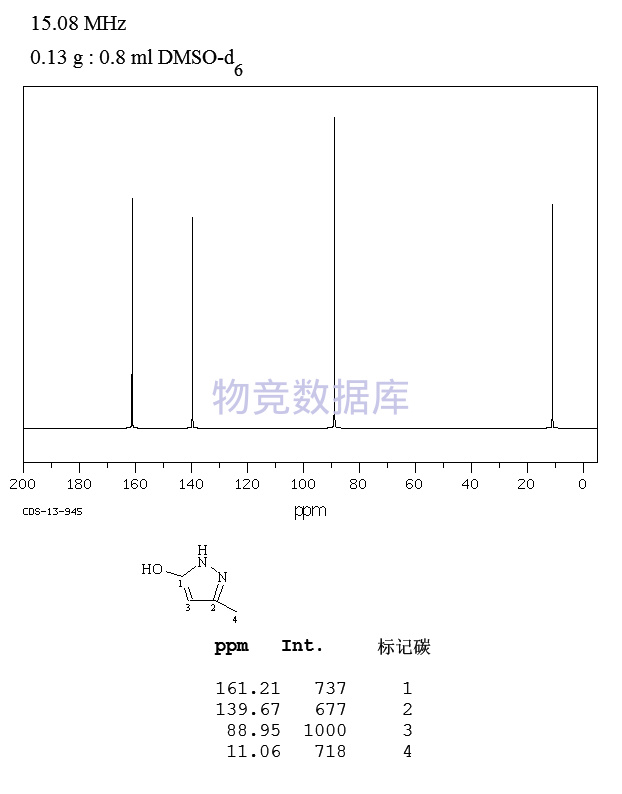3 甲基 5 吡唑酮3 Methyl 5 Pyrazolone108 26 9参数,分子结构式,图谱信息 物竞化学品数据库 专业