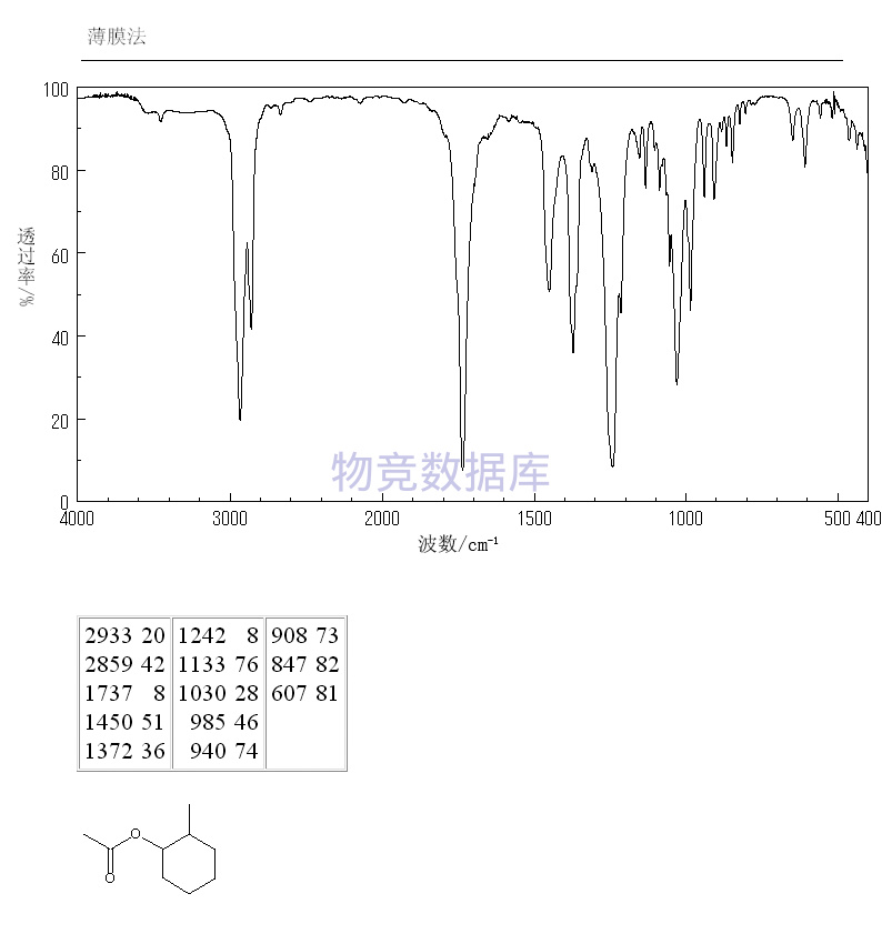 2 甲基环已基醋酸酯acetic Acid 2 Methylcyclohexyl Ester50539 19 0参数,分子结构式,图谱
