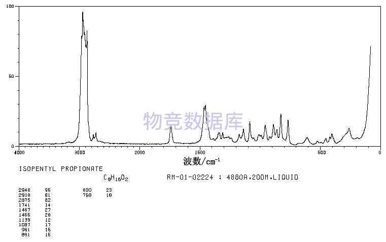 丙酸异戊酯isopentyl Propionate105 68 0参数,分子结构式,图谱信息 物竞化学品数据库 专业、全面的化学品基础数据库