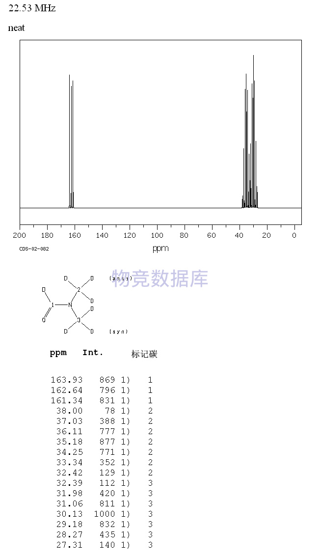 氘代nn 二甲基甲酰胺nn Dimethylformamide D74472 41 7参数,分子结构式,图谱信息 物竞化学品数据