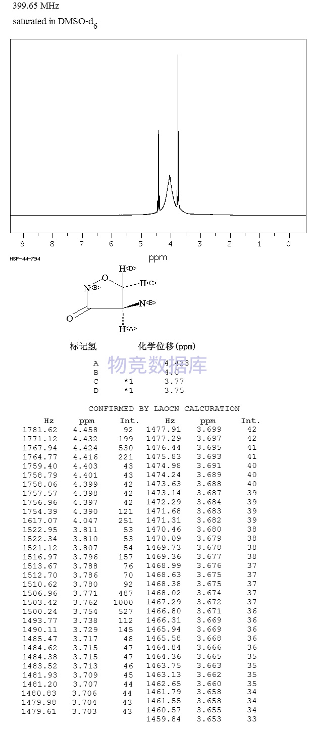 D 环丝氨酸d Cycloserine68 41 7参数,分子结构式,图谱信息 物竞化学品数据库 专业、全面的化学品基础数据库