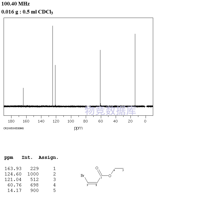 顺 3 溴代丙烯酸乙酯ethyl Cis 3 Bromoacrylate31930 34 4参数,分子结构式,图谱信息 物竞化学品