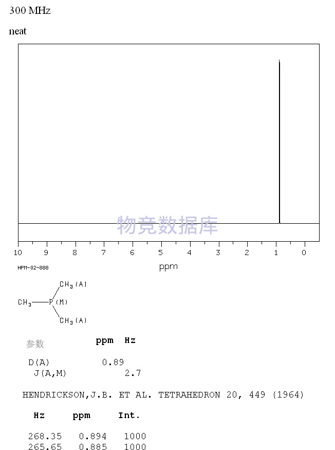 三甲基膦trimethylphosphine594 09 2参数,分子结构式,图谱信息 物竞化学品数据库 专业、全面的化学品基础数据库