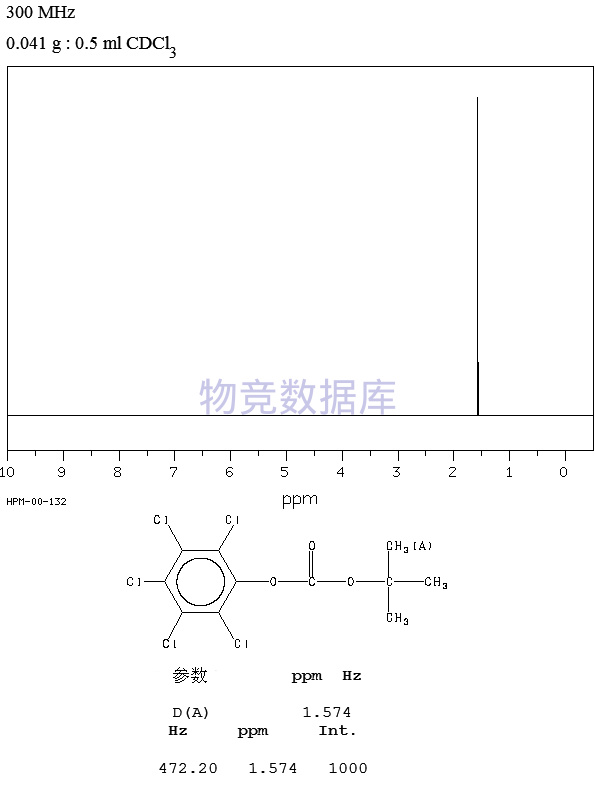 叔碳酸五氯苯tert Butyl Pentachlorophenyl Carbonate18942 25 1参数,分子结构式,图谱信息